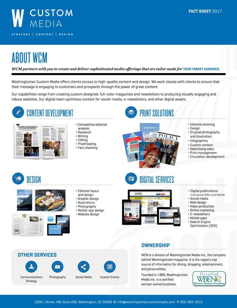 WCM Fact Sheet-001 | Washingtonian Custom Media